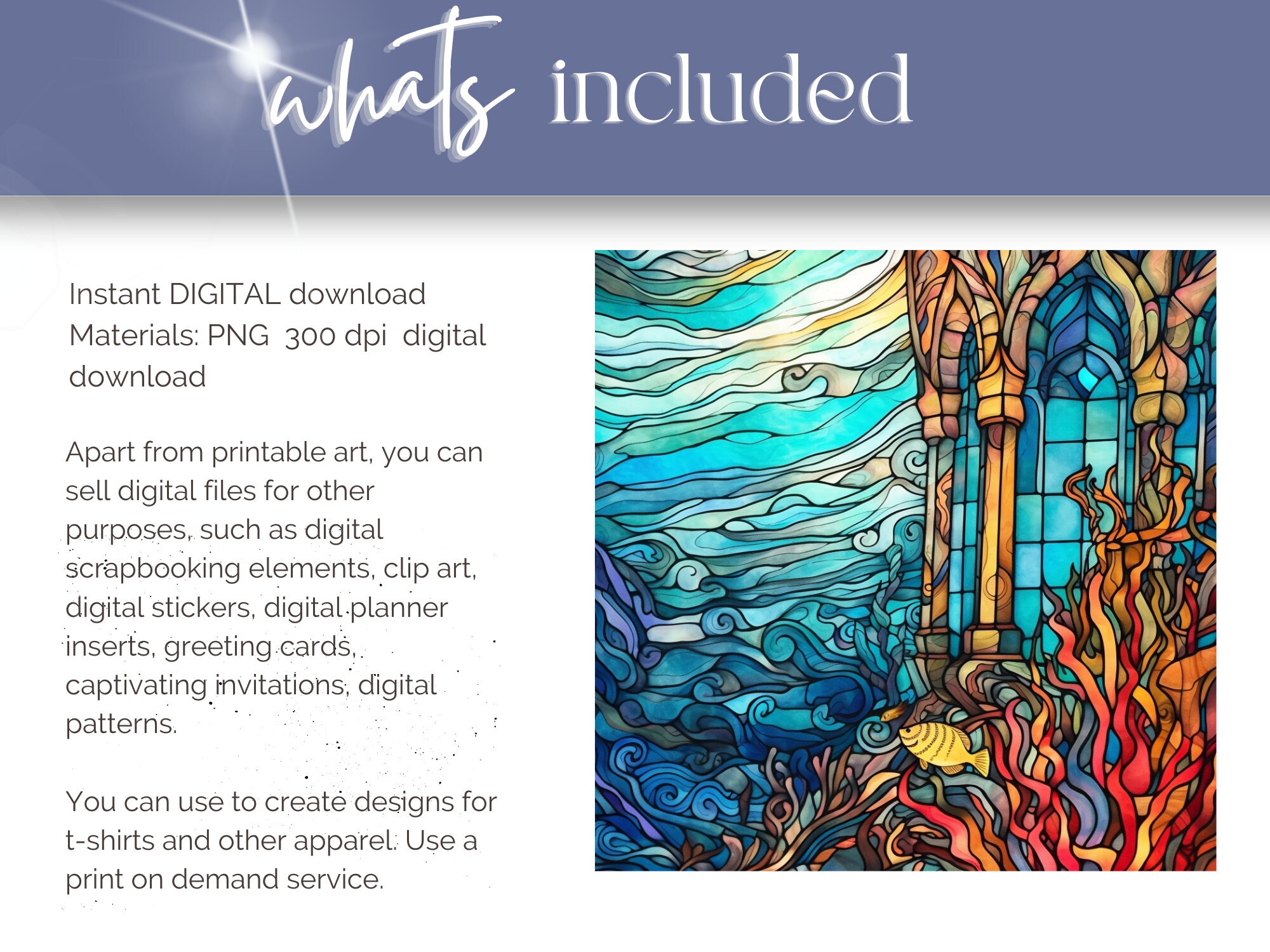 Under the Sea "stained Glass" Digital Paper for Creative Design ...