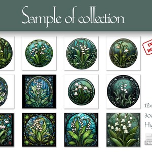 Lily of the Valley Stained Glass Digital Paper, Scrapbook Design ...