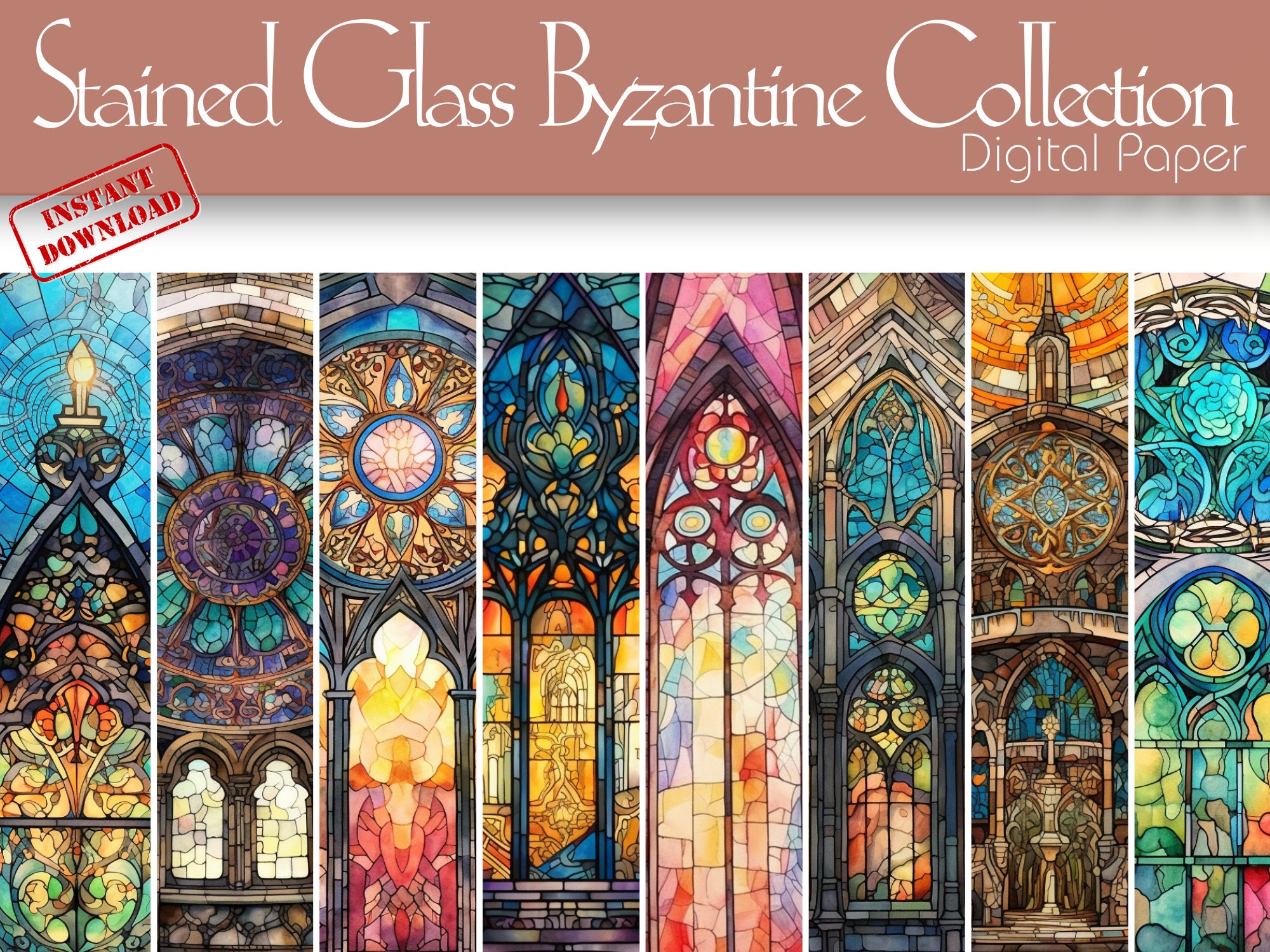 Byzantine Architecture "stained Glass" Digital Paper for Creative ...