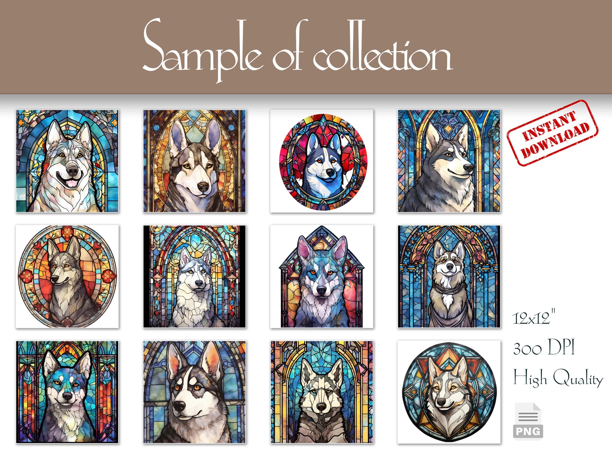 Husky "stained Glass" Digital Paper for Creative Design, Scrapbooking ...