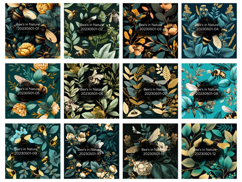 Native Bee's in Nature With Flowers and Foliage in Bright, Bold Colors ...