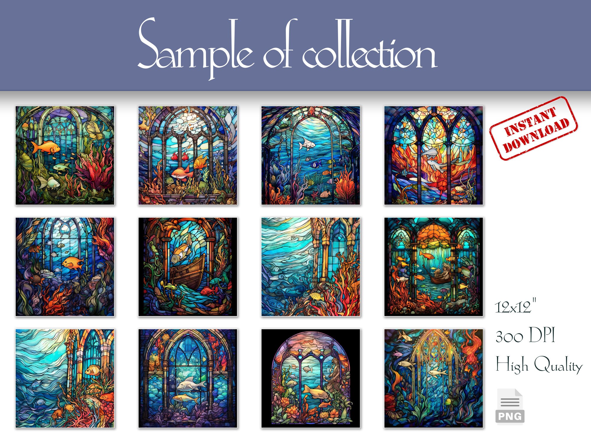 Under the Sea "stained Glass" Digital Paper for Creative Design ...