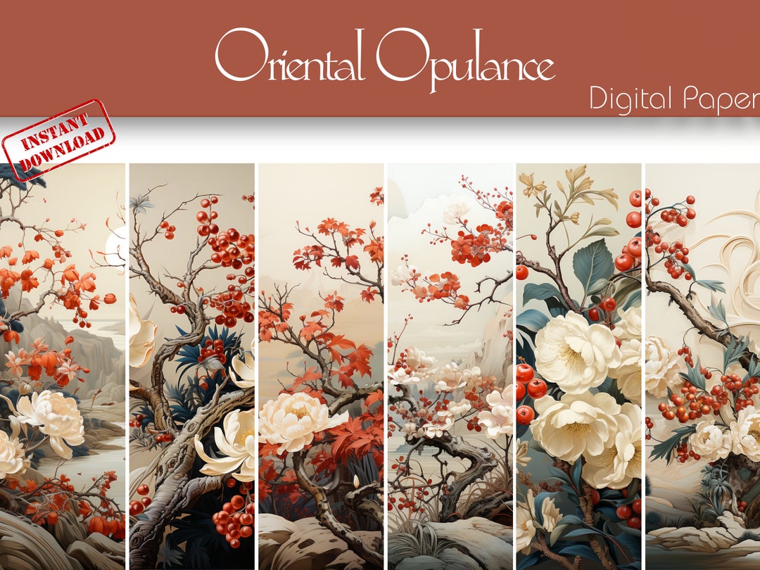 Oriental Opulence Digital Paper for Creative Design, Scrapbooking ...