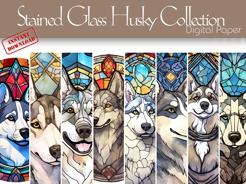 Husky "stained Glass" Digital Paper for Creative Design, Scrapbooking ...