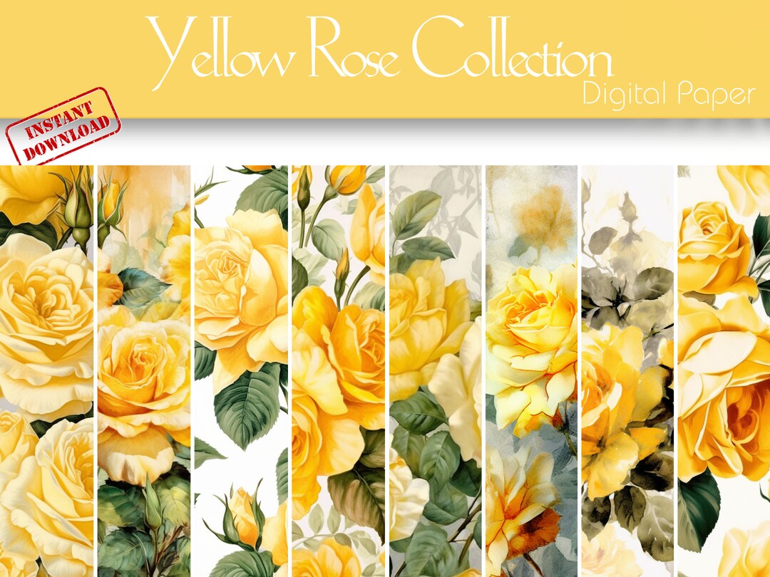 Yellow Rose Digital Paper for Creative Design, Scrapbooking, Apparel ...