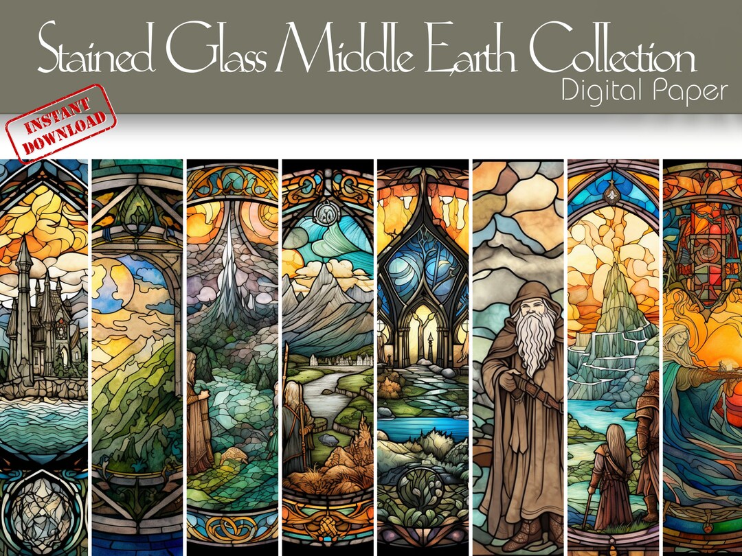Middle Earth "stained Glass" Digital Paper for Creative Design ...