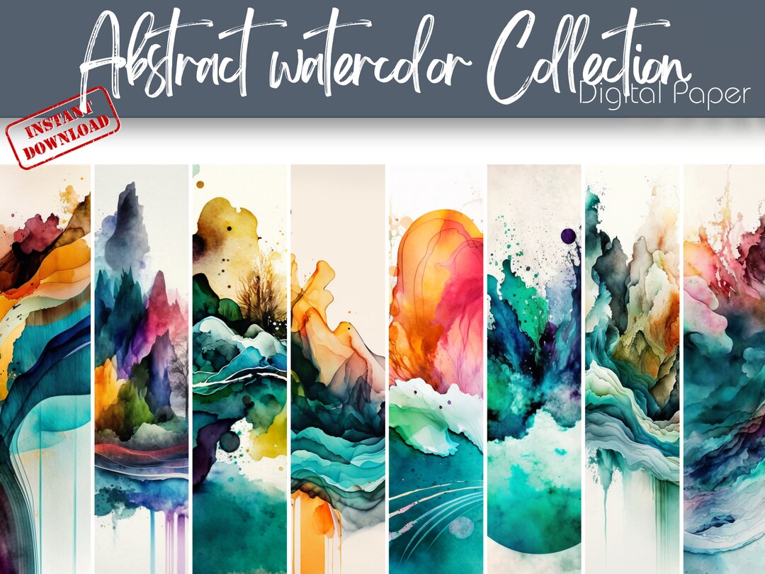 Abstract Watercolor Digital Paper Collection | Printable Digital Papers ...