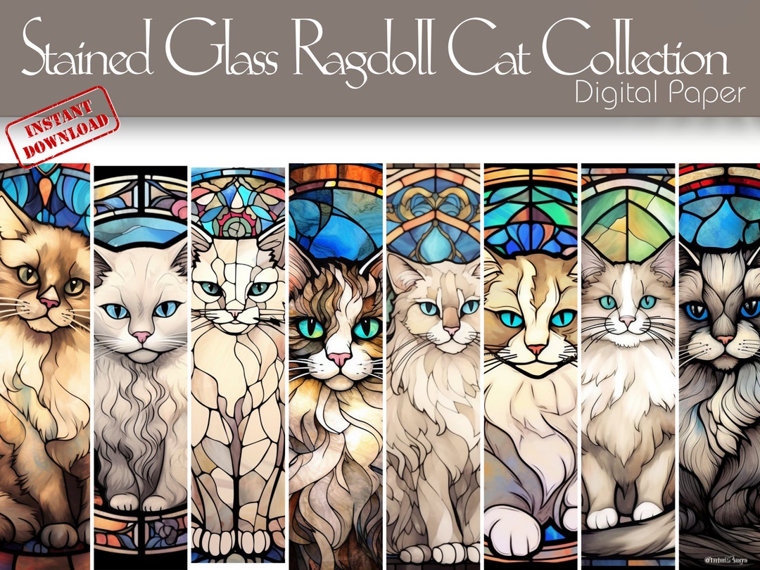 Ragdoll Cat "stained Glass" Digital Paper for Creative Design ...