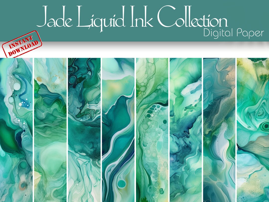 Jade Liquid Art Digital Paper for Creative Design, Scrapbooking ...