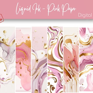 Liquid Ink Pink Digital Paper Pack - Abstract and Vibrant Backgrounds ...