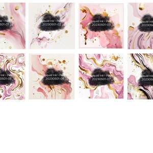 Liquid Ink Pink Digital Paper Pack - Abstract and Vibrant Backgrounds ...