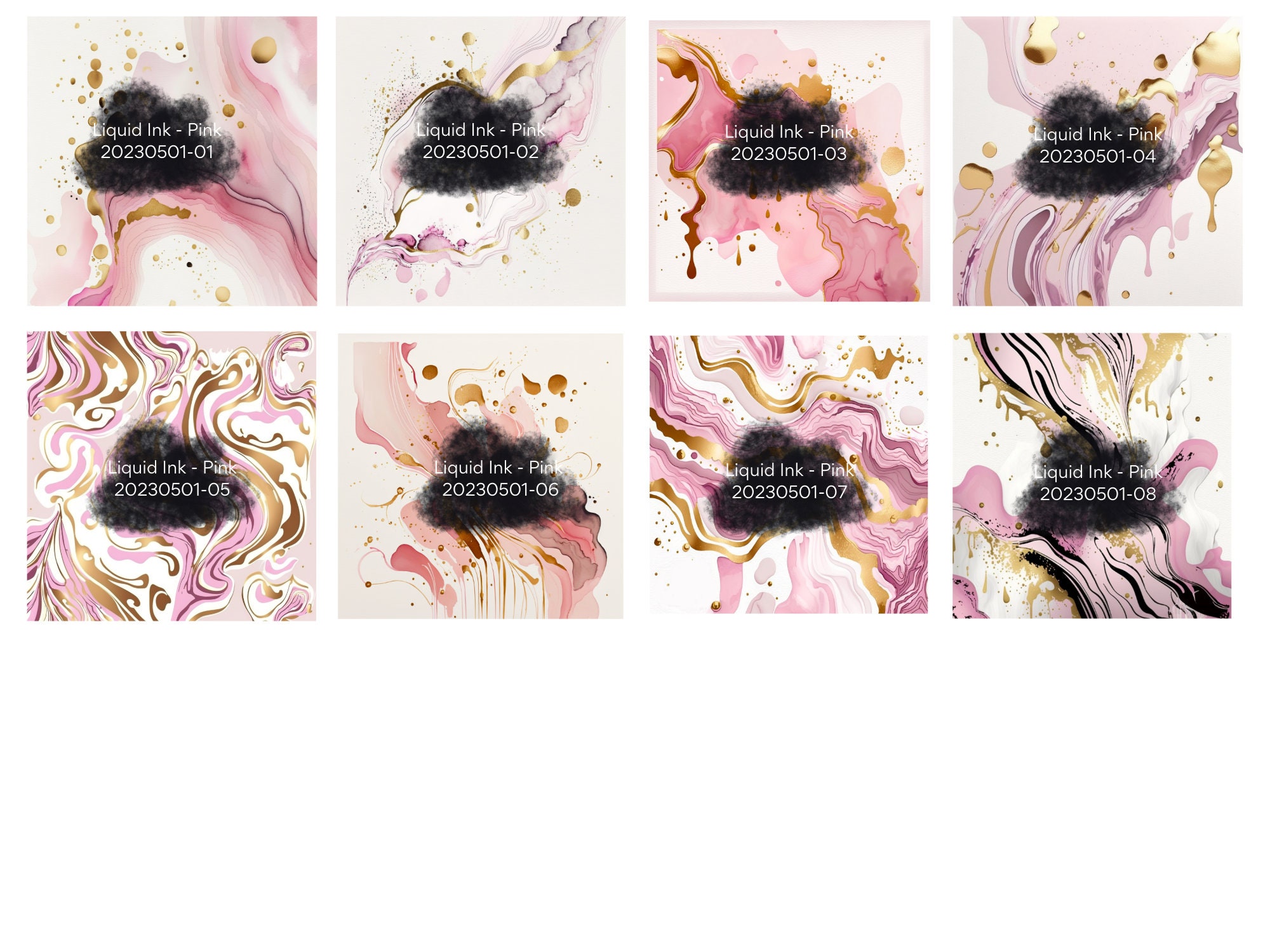 Liquid Ink Pink Digital Paper Pack - Abstract and Vibrant Backgrounds ...