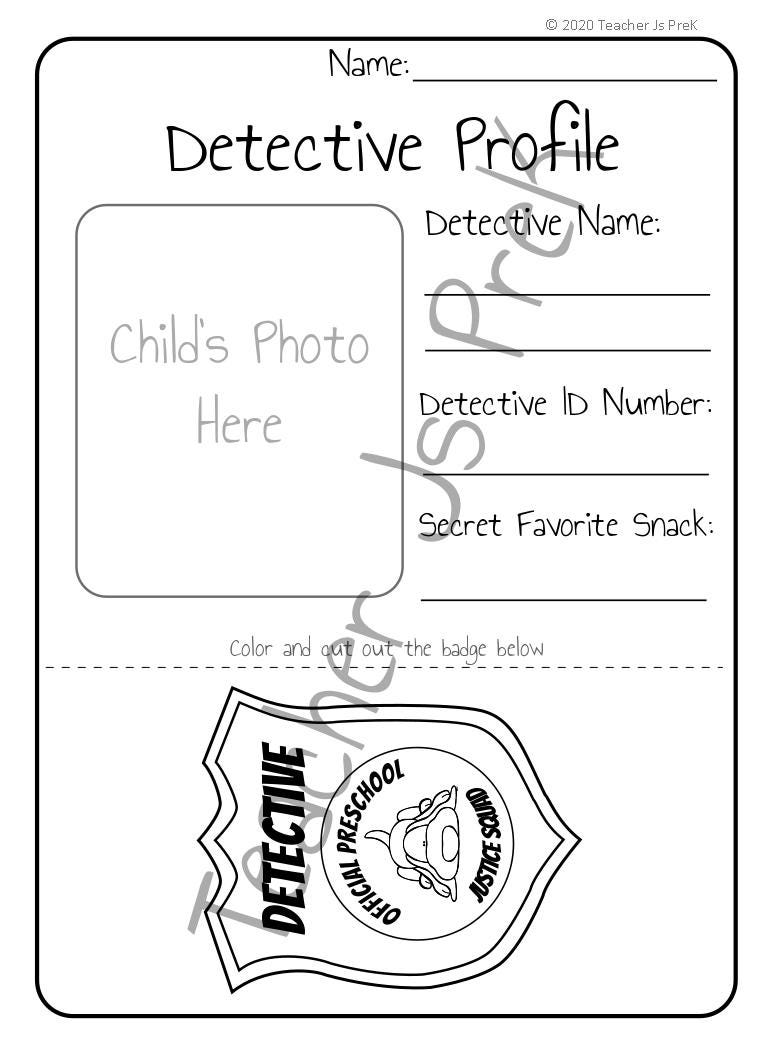Detective Theme Printables Preschool Homeschool Early Grades - Etsy
