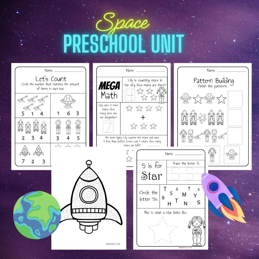 Space Printables for Preschool Homeschool Early Grades - Etsy