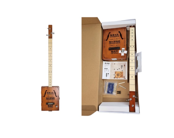 Complete DIY 3-string Fretted Cigar Box Guitar Kit With Neck Includes ...