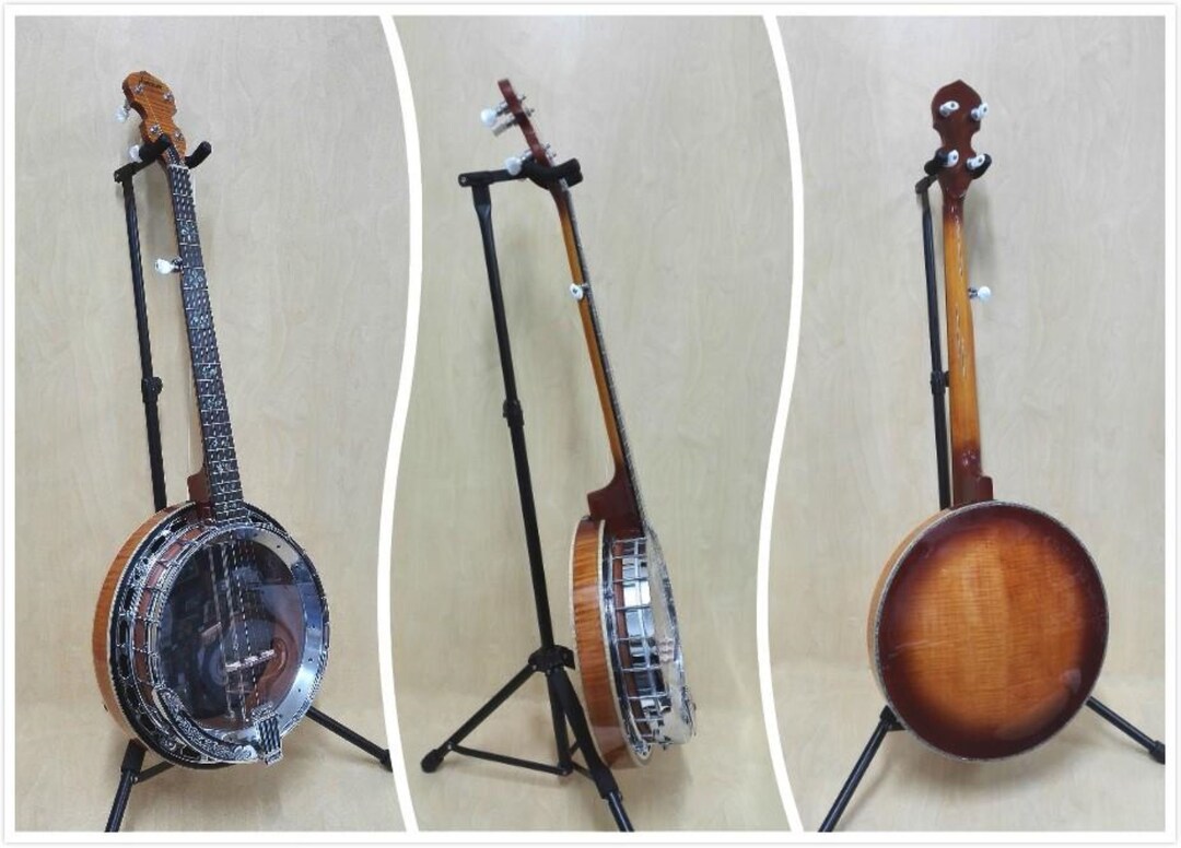 Caraya BJ009A 5-string Resonator Banjo, Clear Top, Flame Maple Ringhard ...