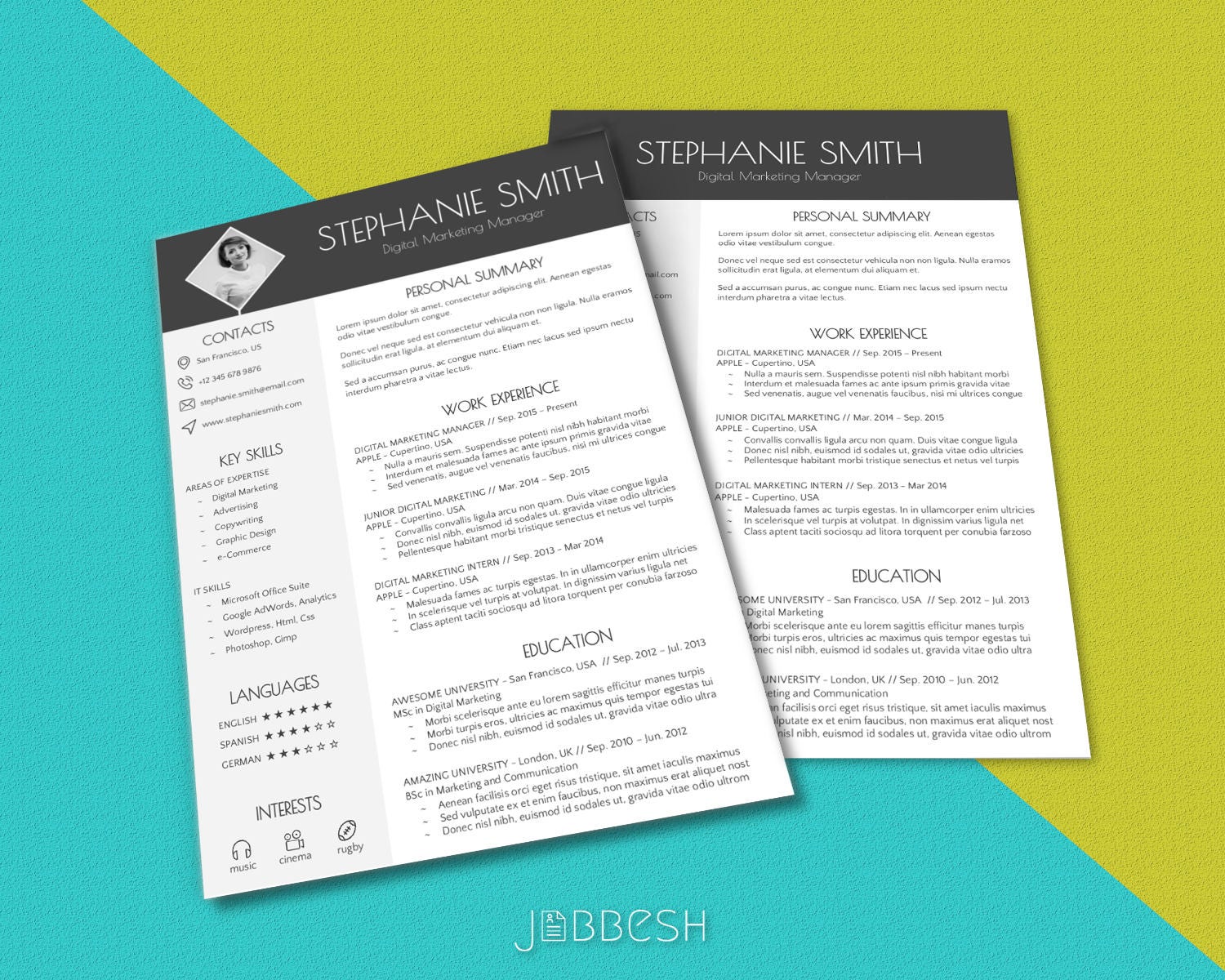 Resume + Cover Letter + Business Card | Modern Cv Template | Word ...