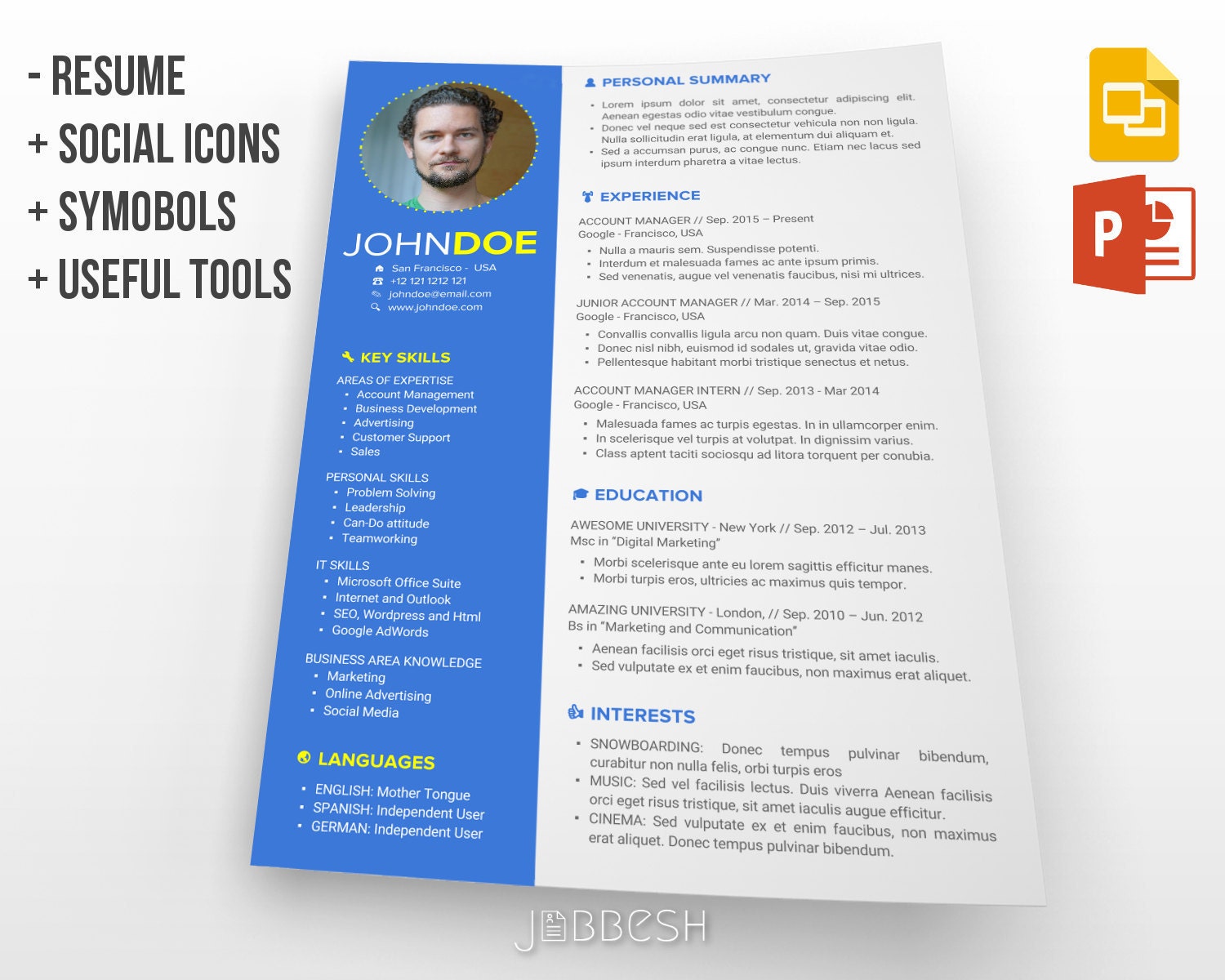 Modern Resume Template | Professional CV Design | Microsoft Office ...