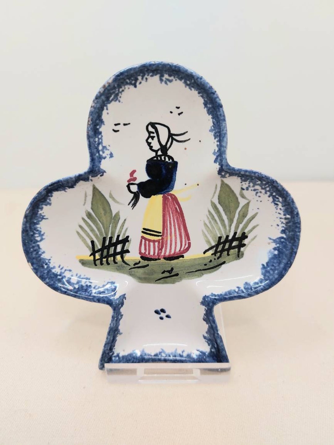 Vintage Quimper French Pottery Dish, Signed, Trefoil Breton Faience ...