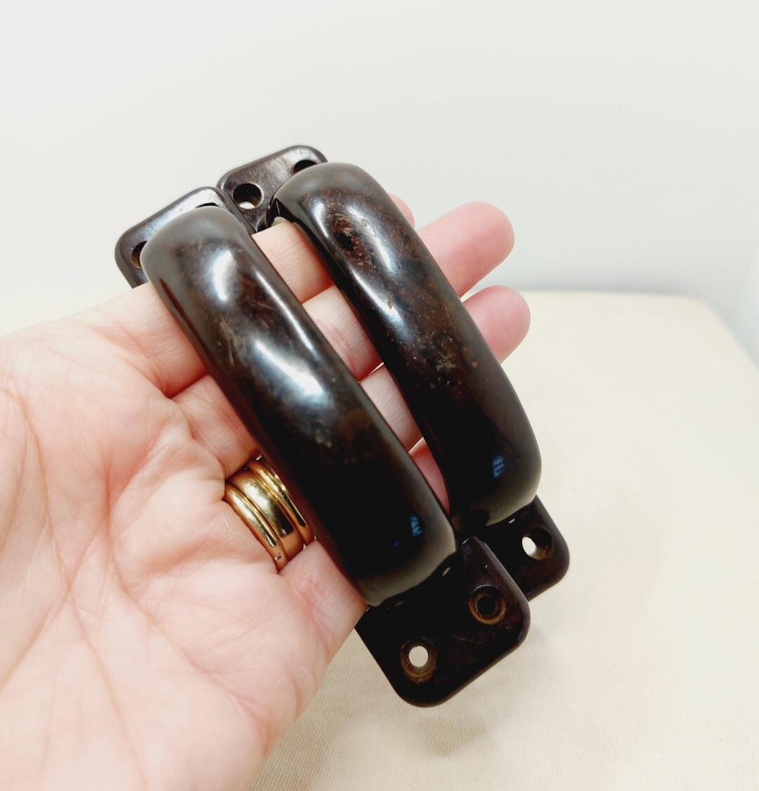 Pair Vintage Bakelite Door Handles or Pulls or Cupboard Pulls or ...