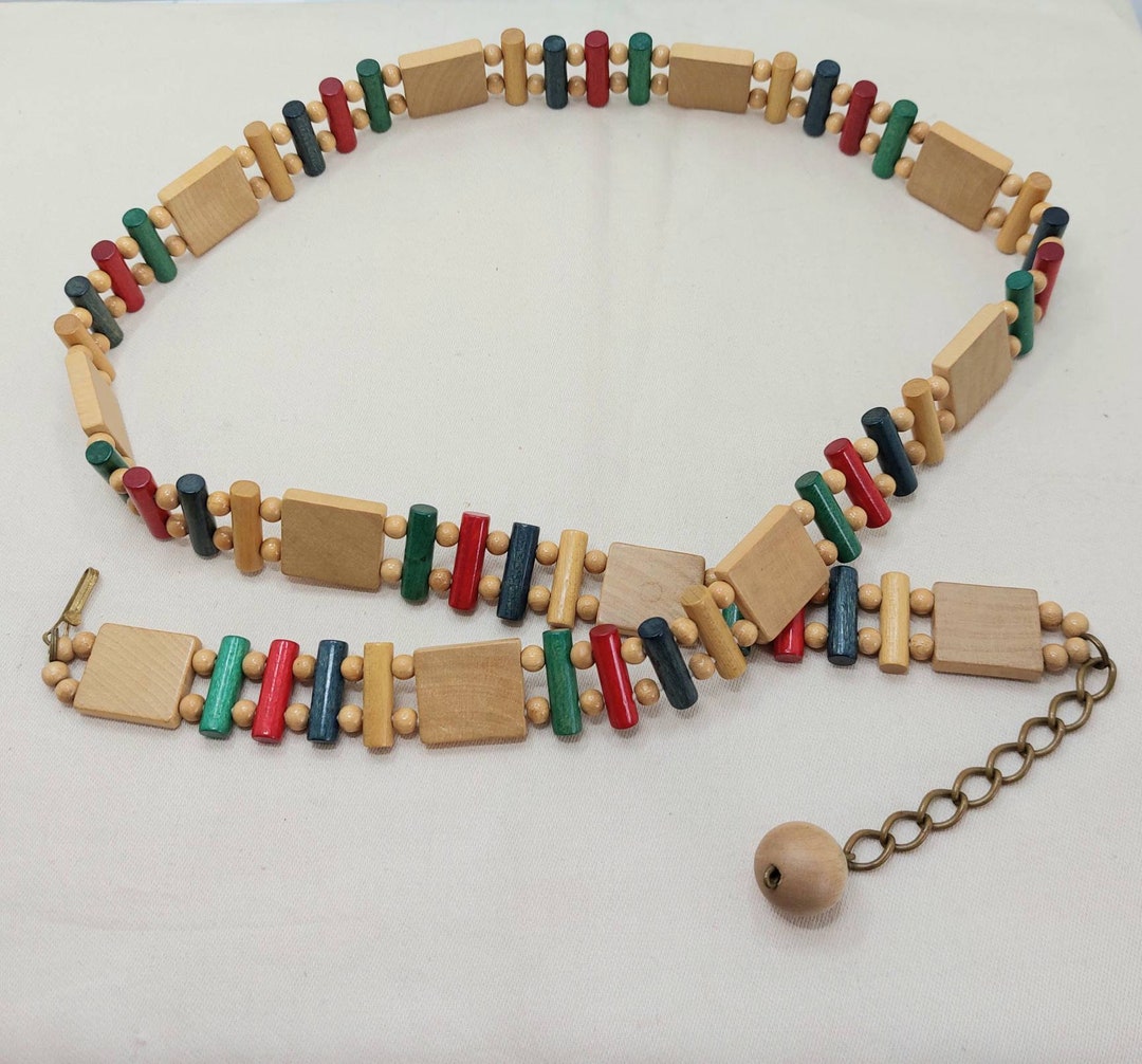 Hippy Belt With Wooden Beads Boho Belt With Chain Hook Clasp ...