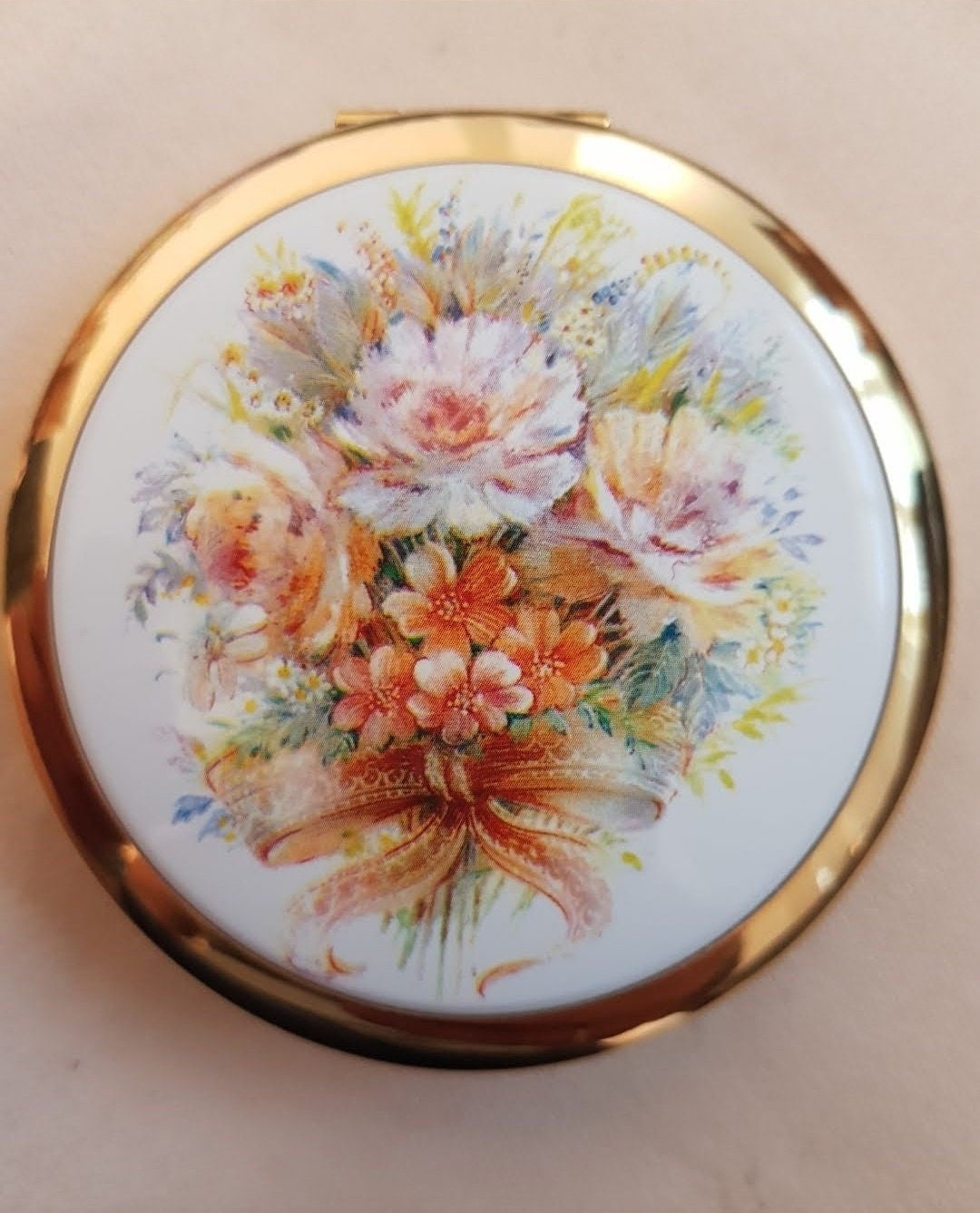 Vintage Handbag Mirror, Compact Pocket Mirror, Bouquet of Flowers, Make ...