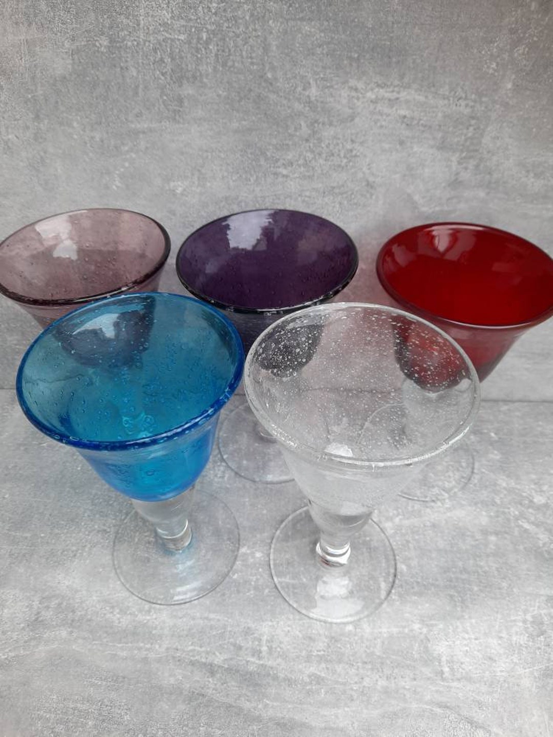 Vintage Swedish Vinglas, Colored Bubble Glass. Scandinavian Design ...