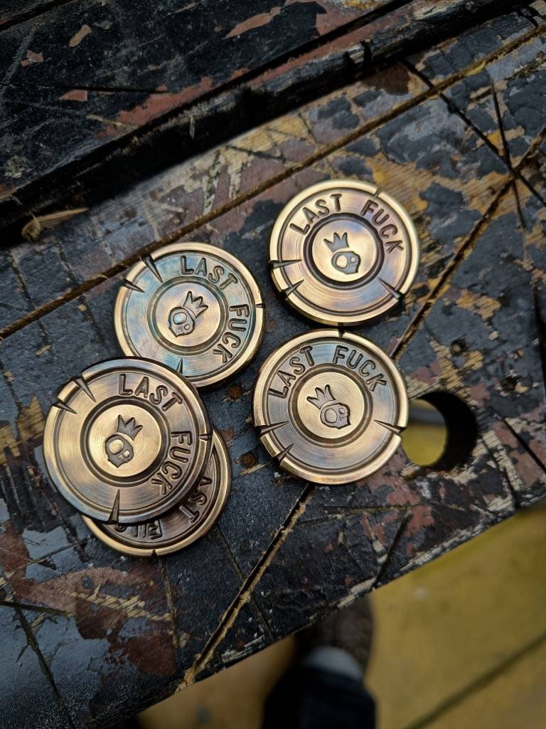 Brass Edc Challenge Coin. Last Fuck - Etsy