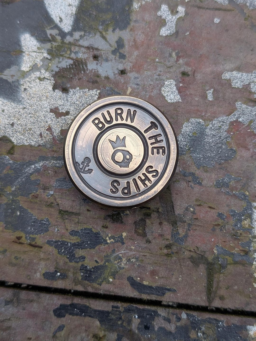 Brass Edc Challenge Coin. Burn the Ships - Etsy