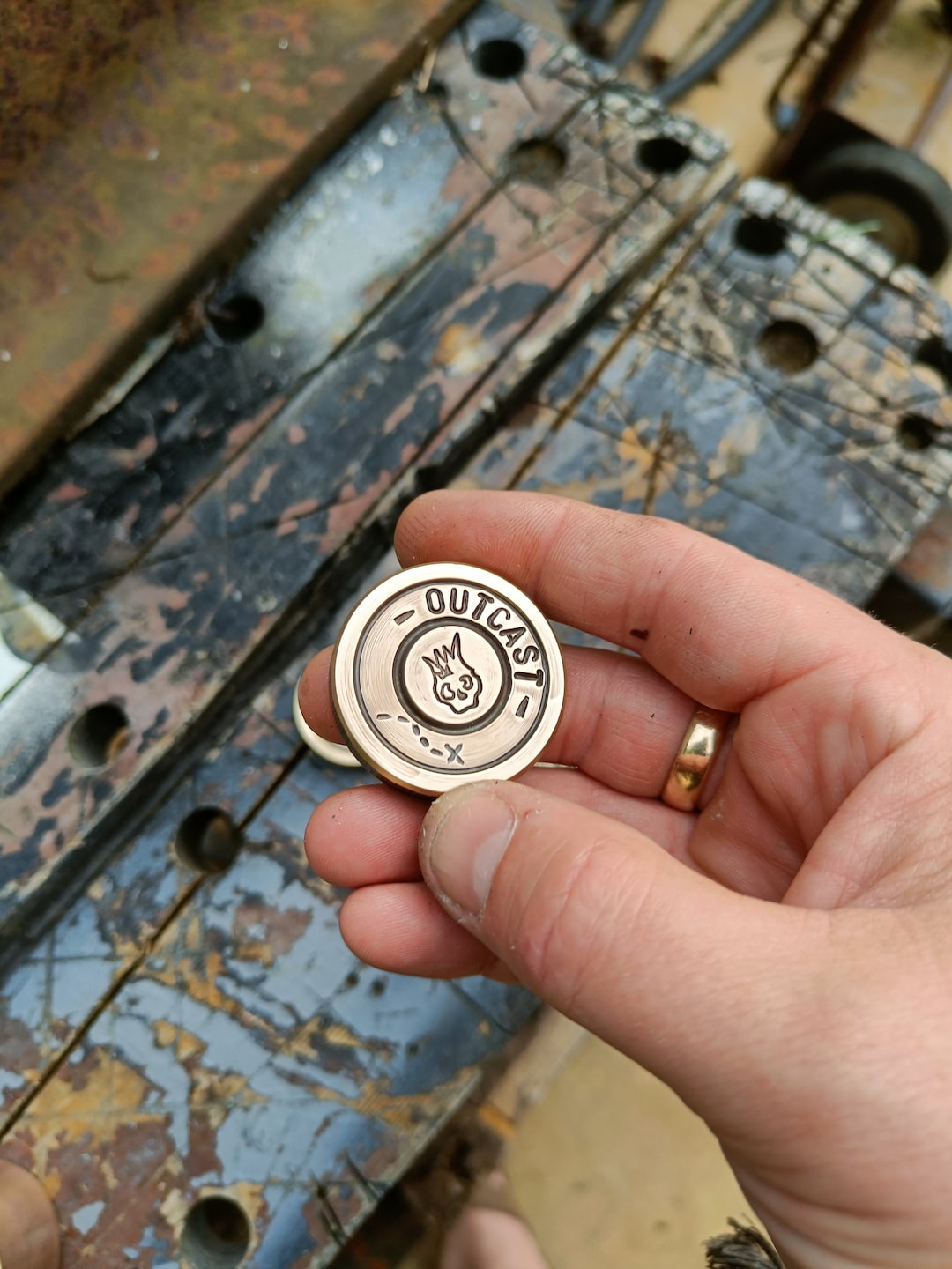 Brass Edc Challenge Coin. Outcast - Etsy