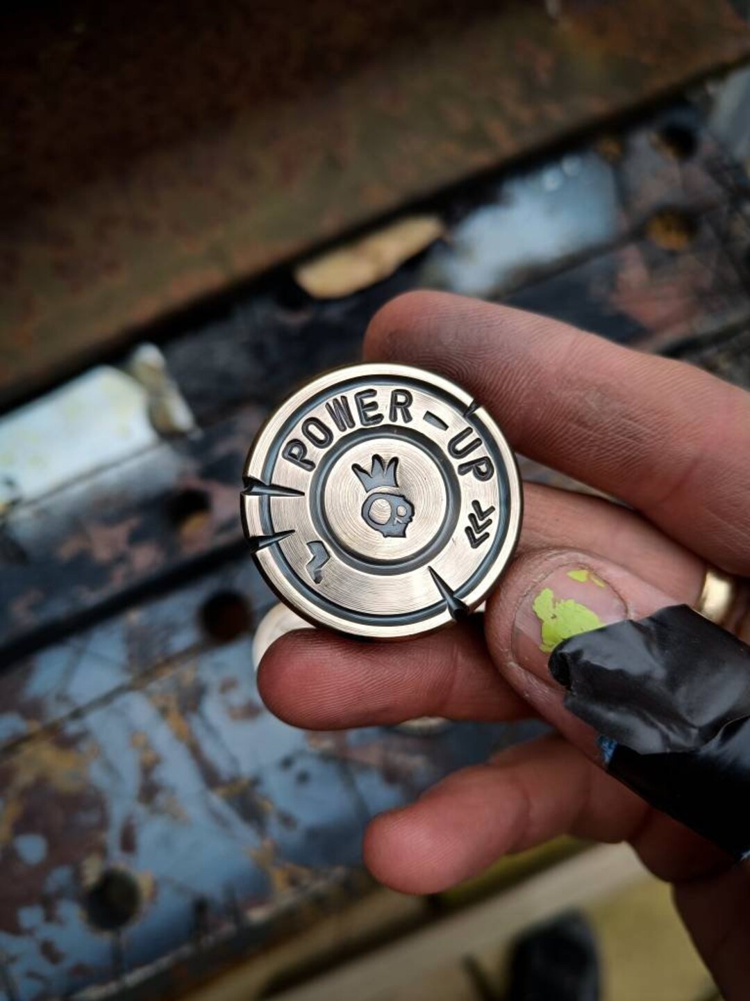 Brass Edc Challenge Coin. Power Up - Etsy