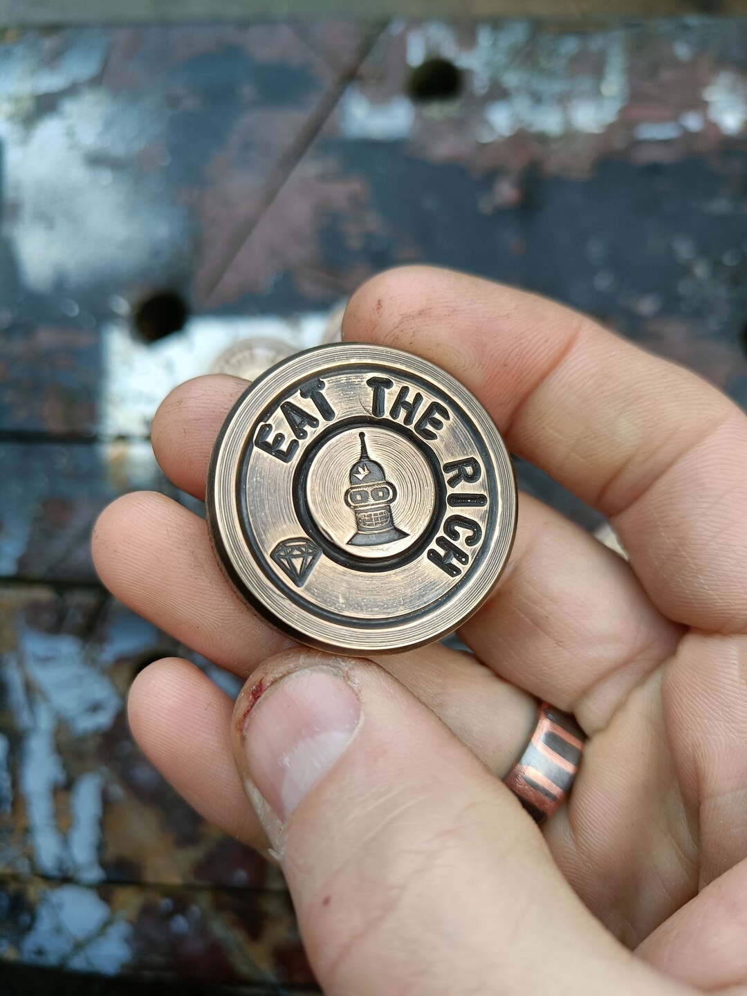 Brass Edc Challenge Coin. Eat the Rich - Etsy