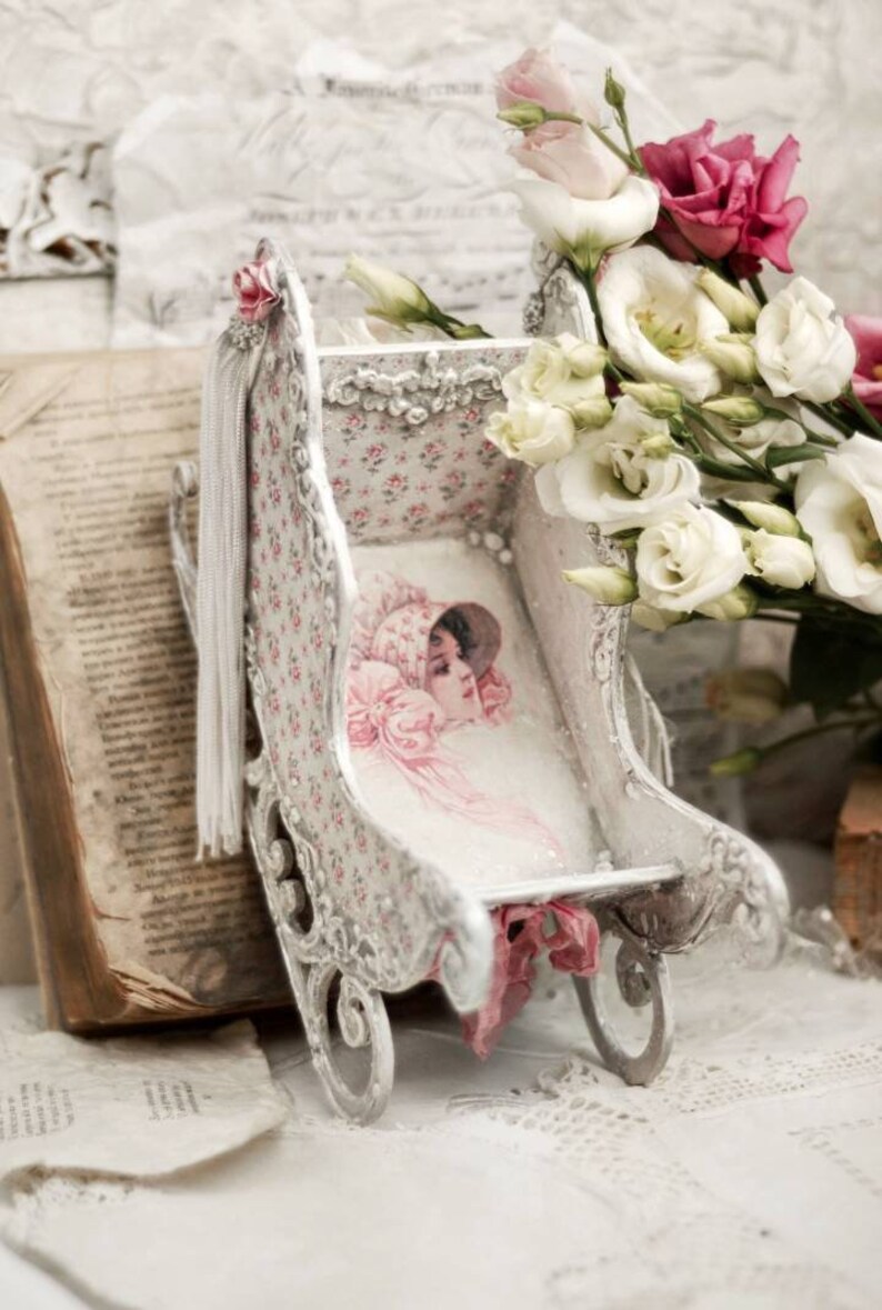 Shabby chic box with rosesshabby sled antique romantic | Etsy