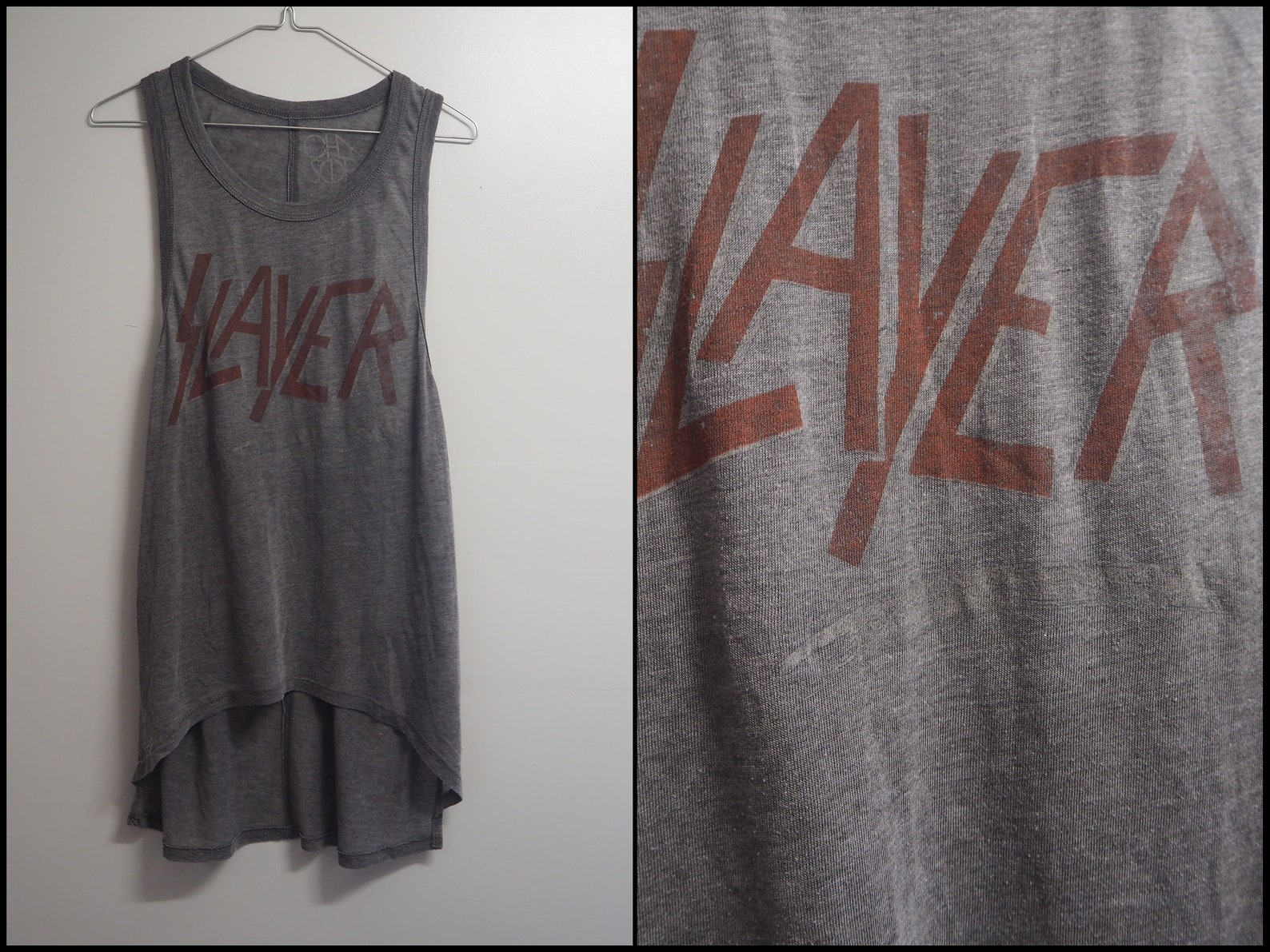 SLAYER Tank Tee Upcycled Distressed Top Hi-lo Asymmetrical Vintage ...