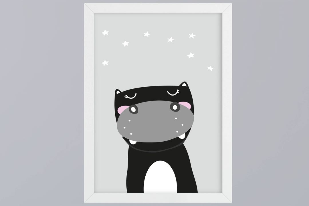 Hippo SW - Art Print Optional With Frame - Etsy
