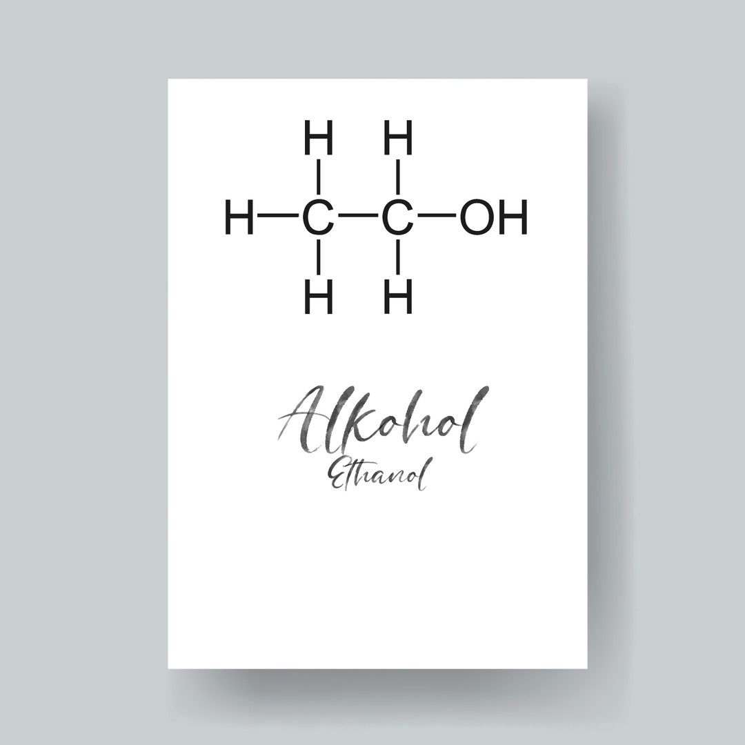 Alcohol Ethanol Structural Formula Art Printing Funny Gift Idea ...