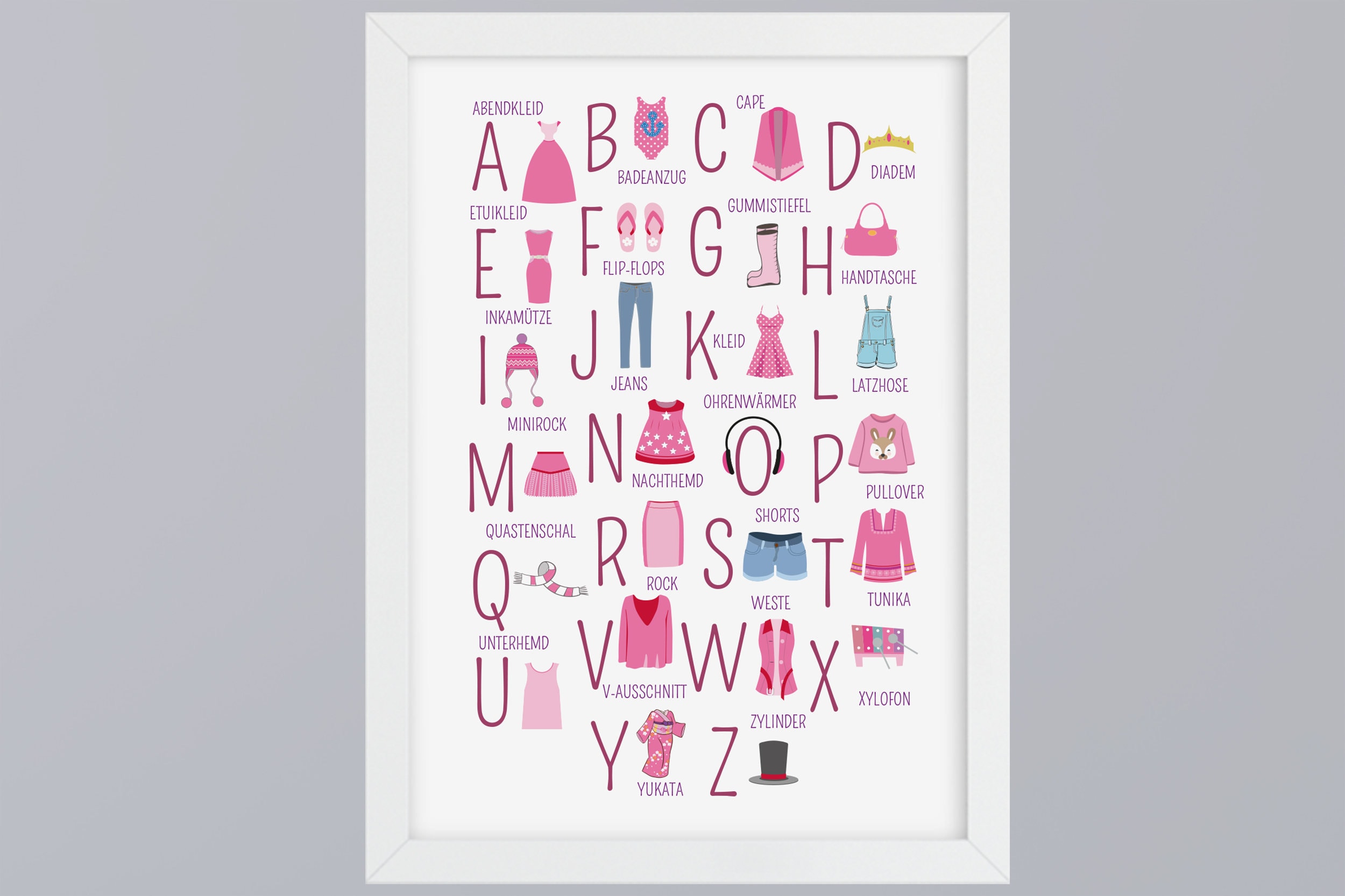 ABC-Clothing-alphabet art print without frame | Etsy
