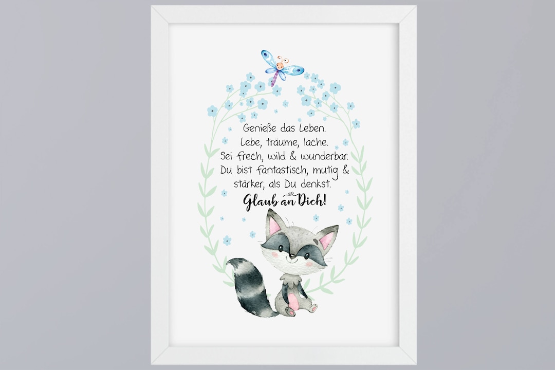 Raccoon Believe in Yourself Art Print Optional With Frame - Etsy