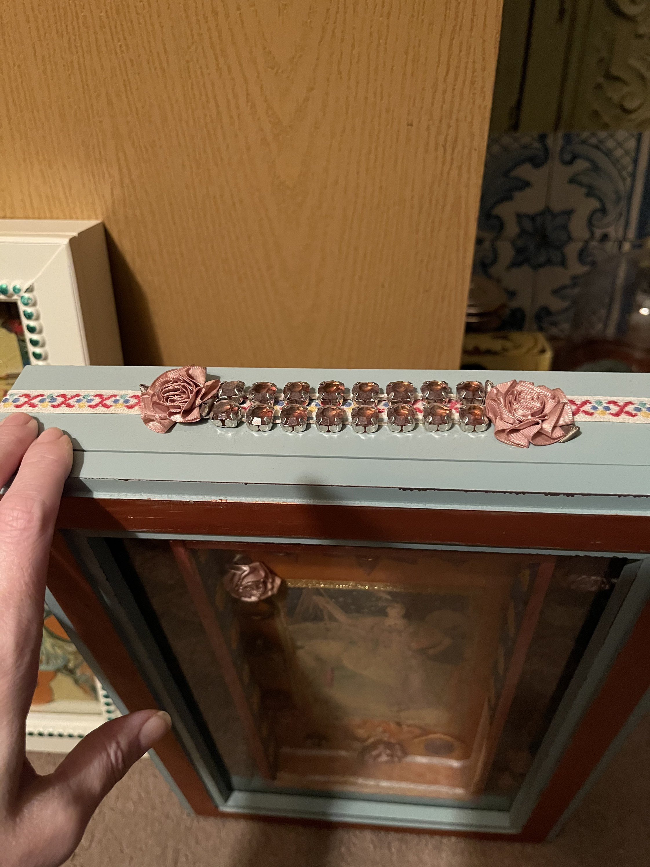 Thanksgiving Native American Indian W/turkey Shadow Box Glass Box Mixed ...