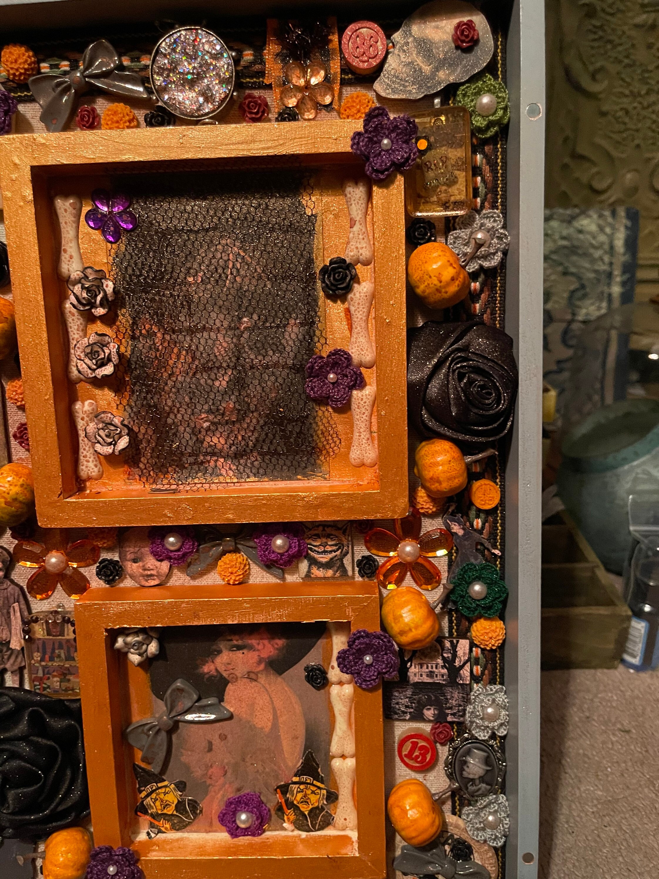 Fall Autumn Gloria Swanson Shadow Box Glass Box OOAK Artist Box Mixed ...