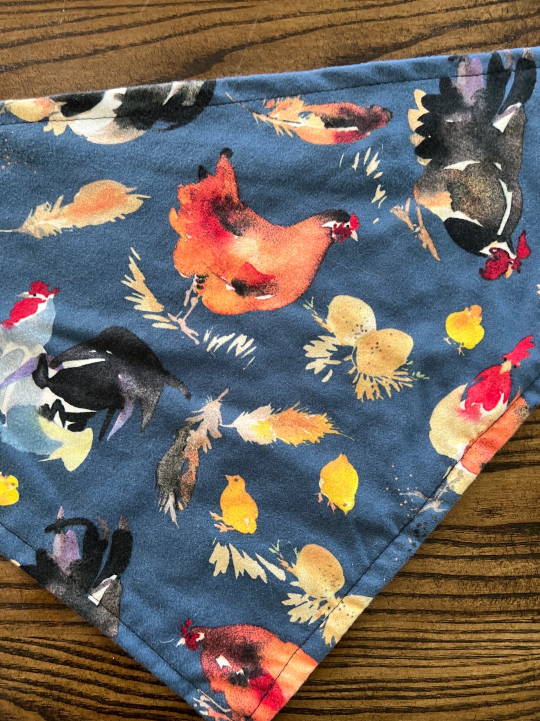 Roosters Hens on Navy Flannel Pet Bandana/scarf - Etsy