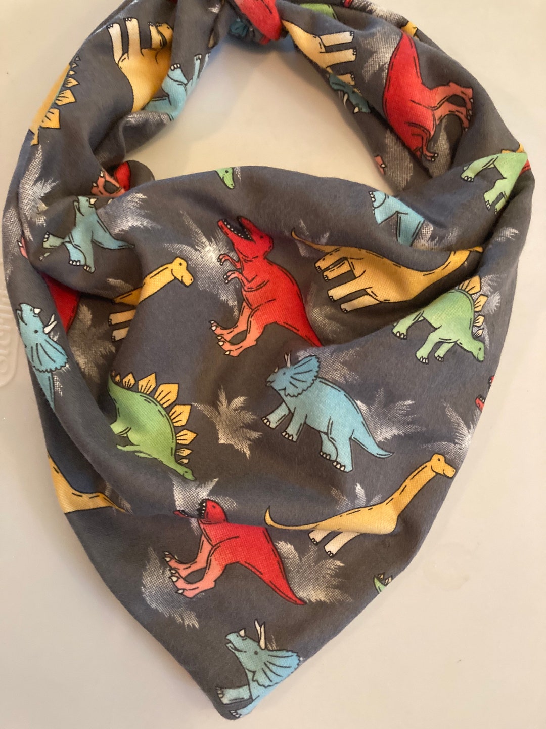 Multicolor Dinosaurs on Gray Flannel Cotton Pet Bandana/scarf - Etsy UK