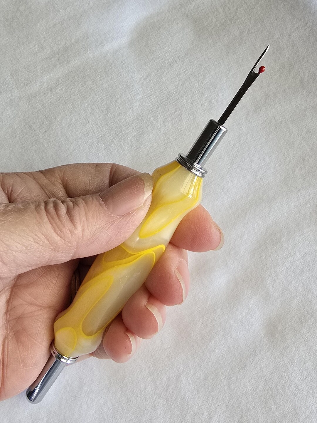Handcrafted Yellow and White Seam Ripper and Stiletto Combo Tool With ...