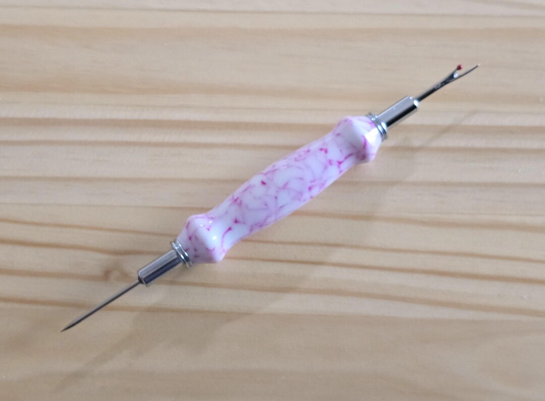 Handcrafted Pink and White Seam Ripper and Stiletto Combo With ...