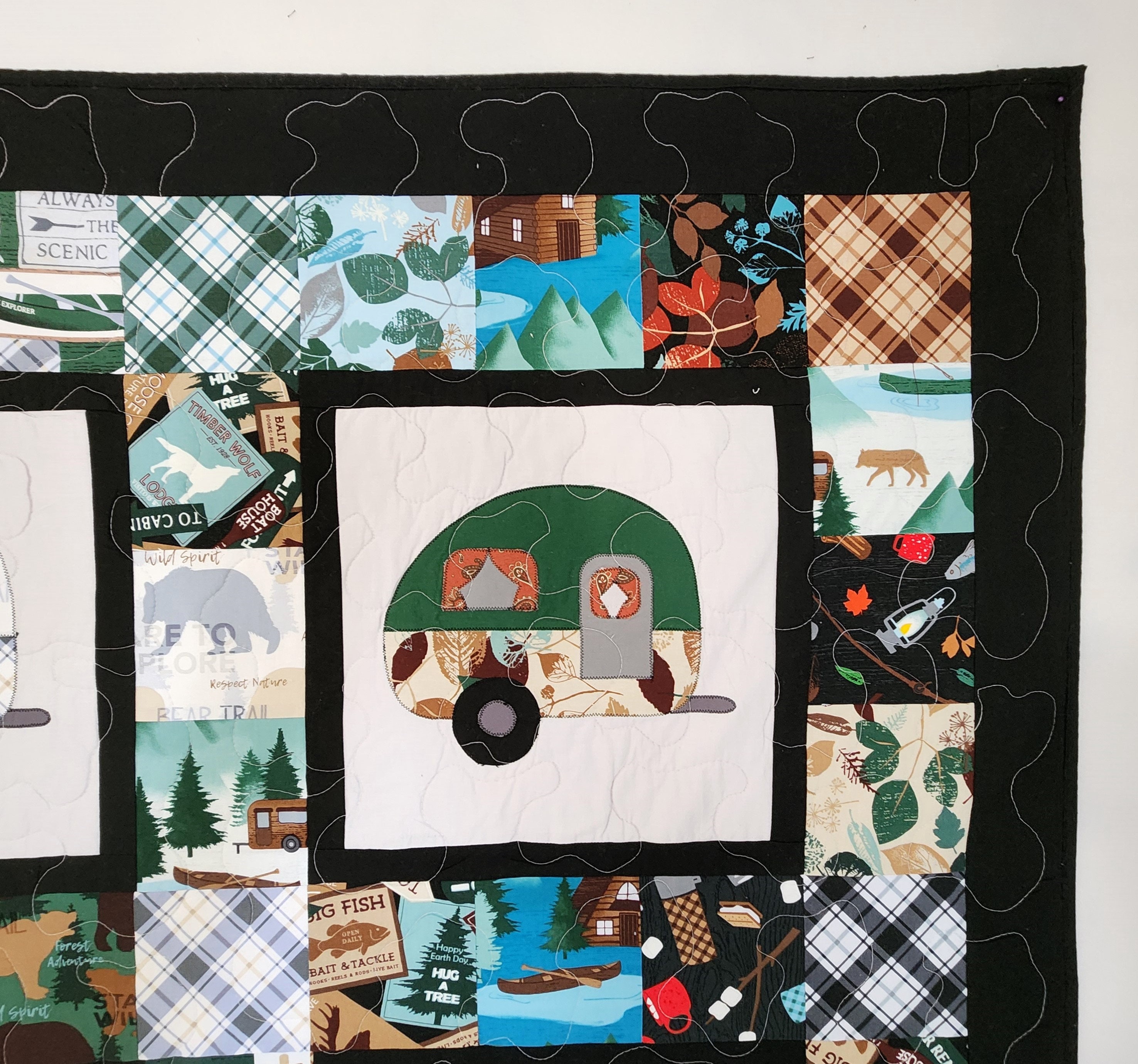 Handmade Camping Theme Lap Quilt With Appliqued Retro Campers, Camper ...