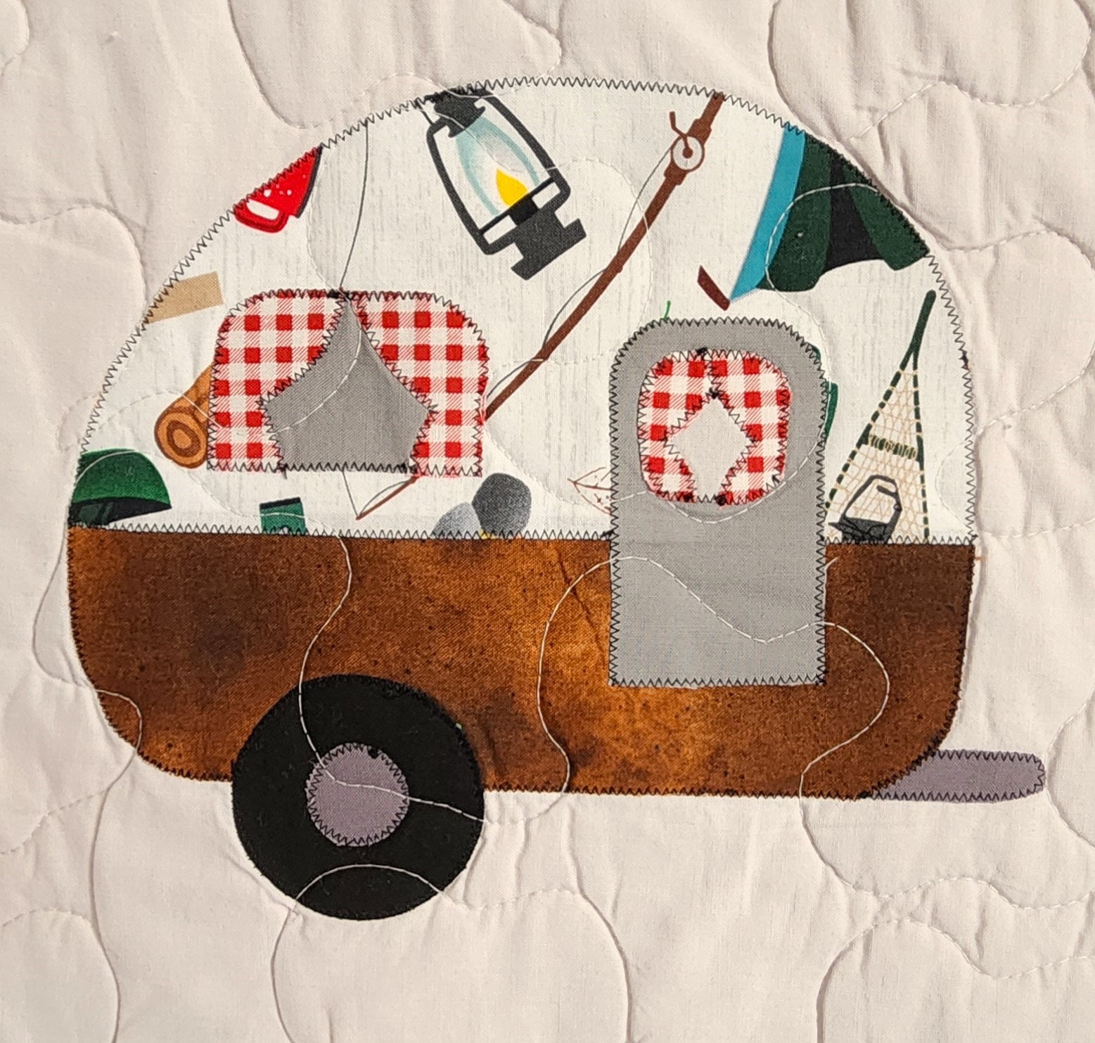 Handmade Camping Theme Lap Quilt With Appliqued Retro Campers, Camper ...