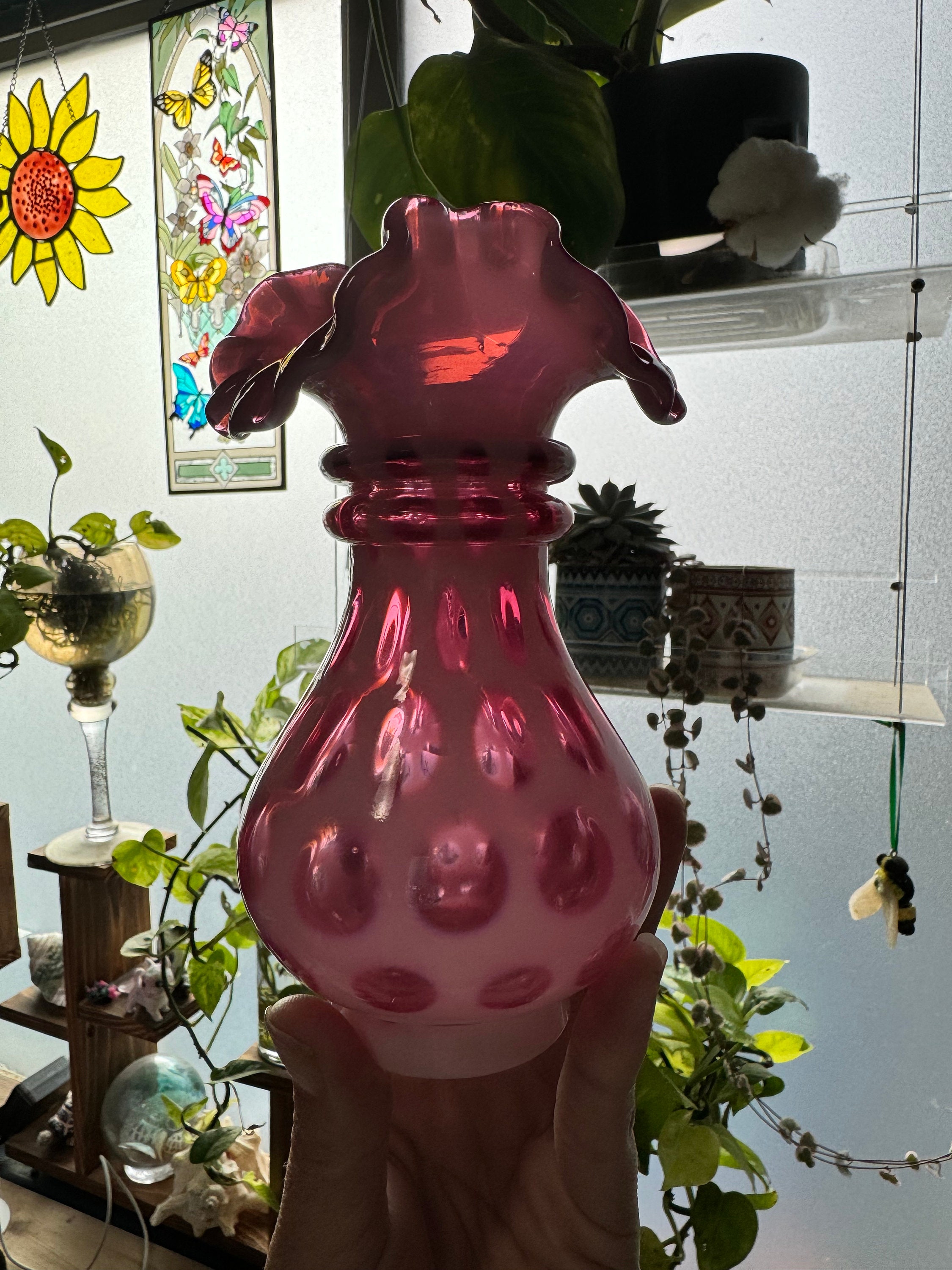 Vintage Fenton Coin Dot Double Ring Vase - Etsy