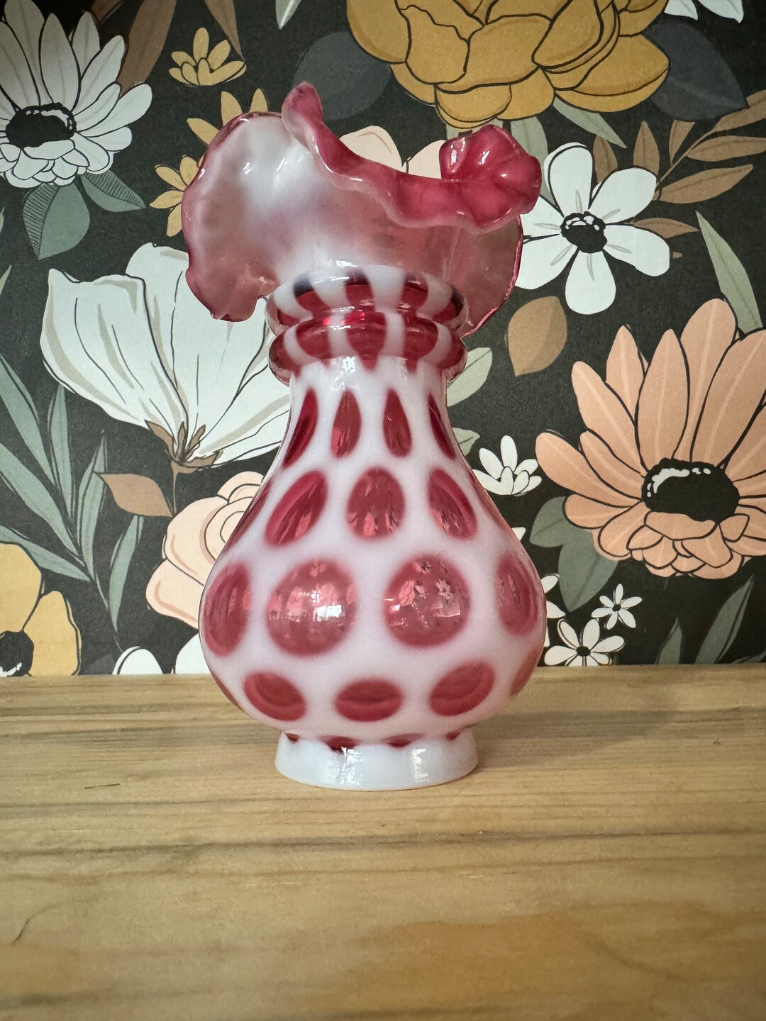 Vintage Fenton Coin Dot Double Ring Vase - Etsy