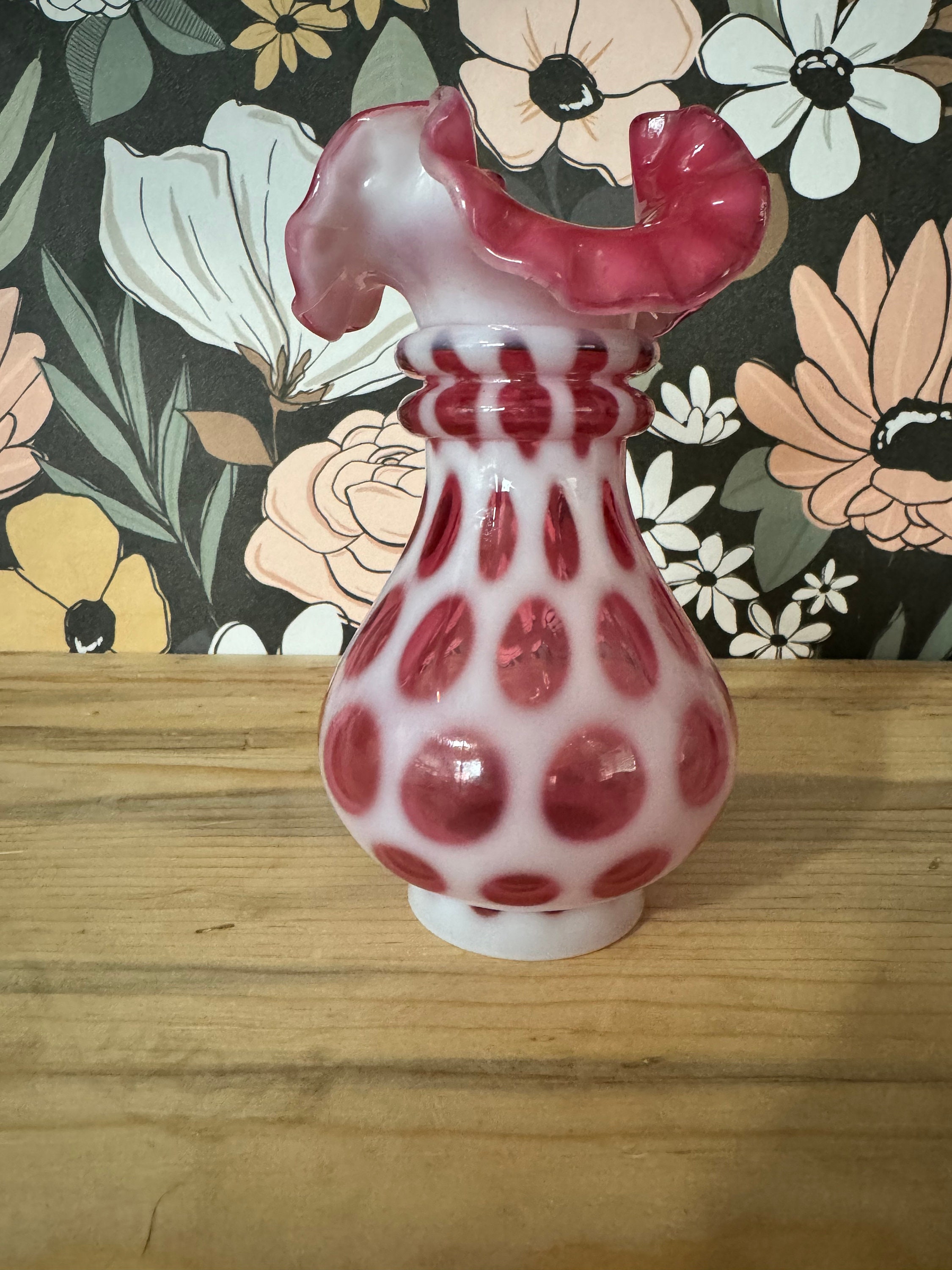 Vintage Fenton Coin Dot Double Ring Vase - Etsy