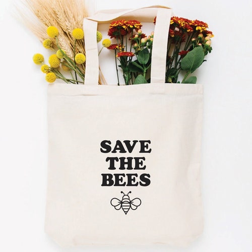 Save the Bees Tote Bag Choose Size and Color - Etsy